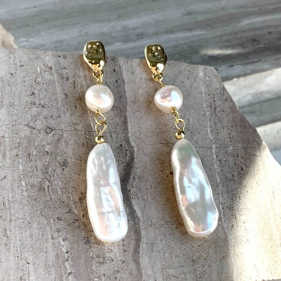 Anthropologie | Jewelry | New Anthropologie Shashi Dasha Long Pearl Earrings | Poshmark